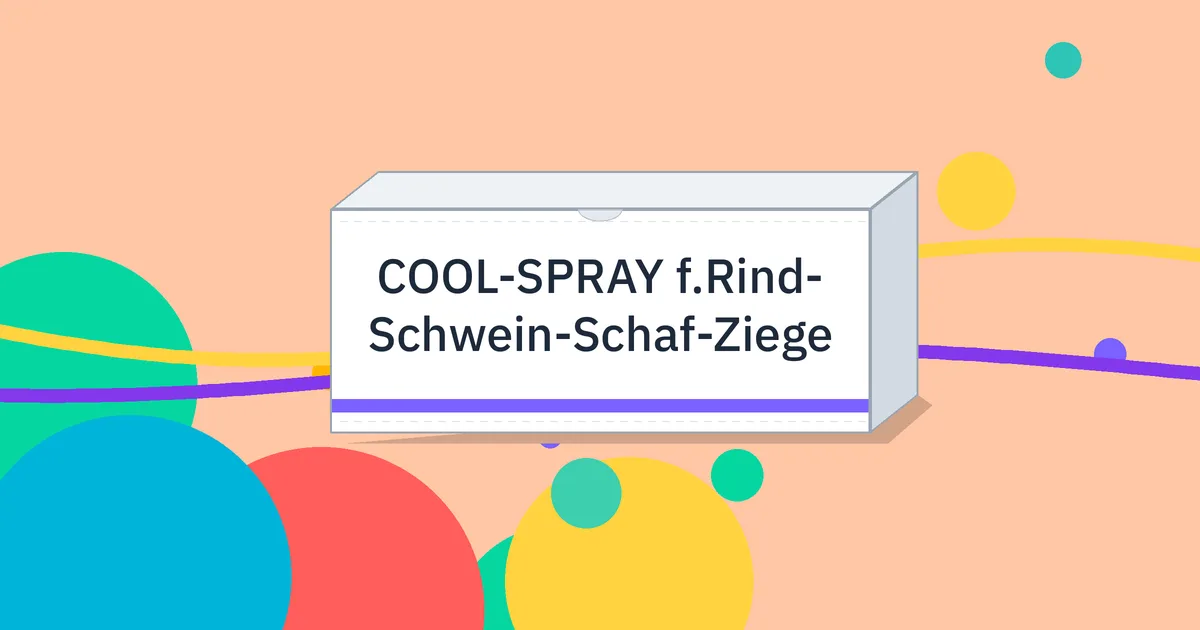 Symbolbild: Packung mit der Aufschrift COOL-SPRAY f.Rind-Schwein-Schaf-Ziege (PZN 11345073) – Verfügbarkeit und Bezug in Apotheken in Frankfurt am Main