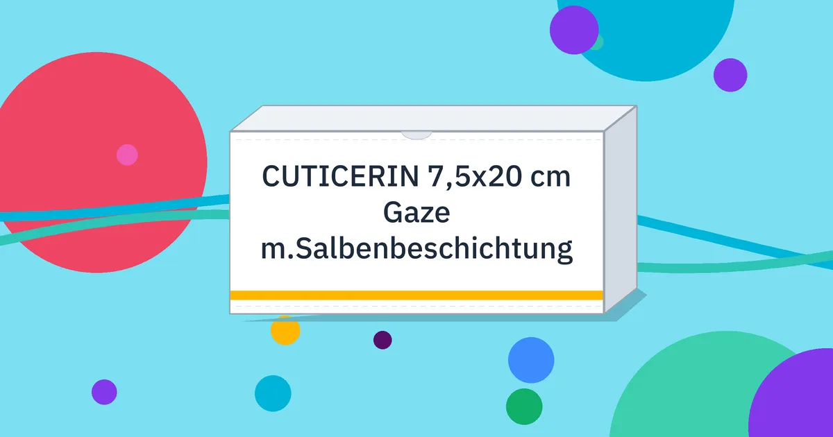 Symbolbild: Packung mit der Aufschrift CUTICERIN 7,5x20 cm Gaze m.Salbenbeschichtung (PZN 20059082) – Verfügbarkeit und Bezug in Apotheken in Frankfurt am Main