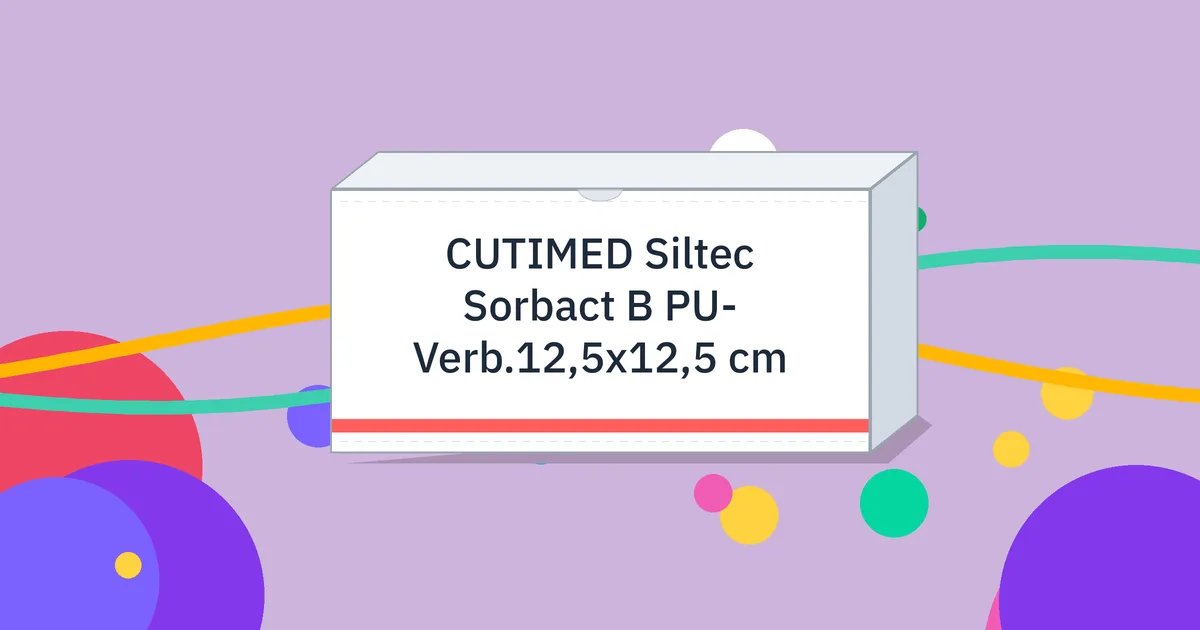 Symbolbild: Packung mit der Aufschrift CUTIMED Siltec Sorbact B PU-Verb.12,5x12,5 cm (PZN 19460069) – Verfügbarkeit und Bezug in Apotheken in Frankfurt am Main