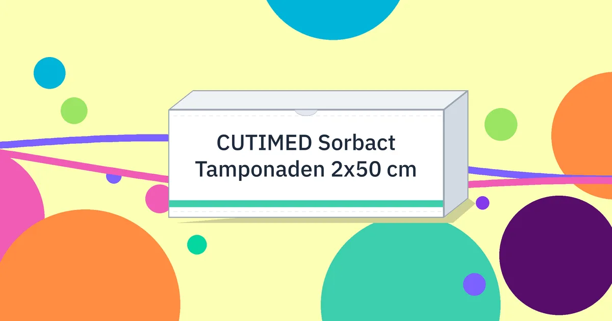 Symbolbild: Packung mit der Aufschrift CUTIMED Sorbact Tamponaden 2x50 cm (PZN 14032392) – Verfügbarkeit und Bezug in Apotheken in Frankfurt am Main