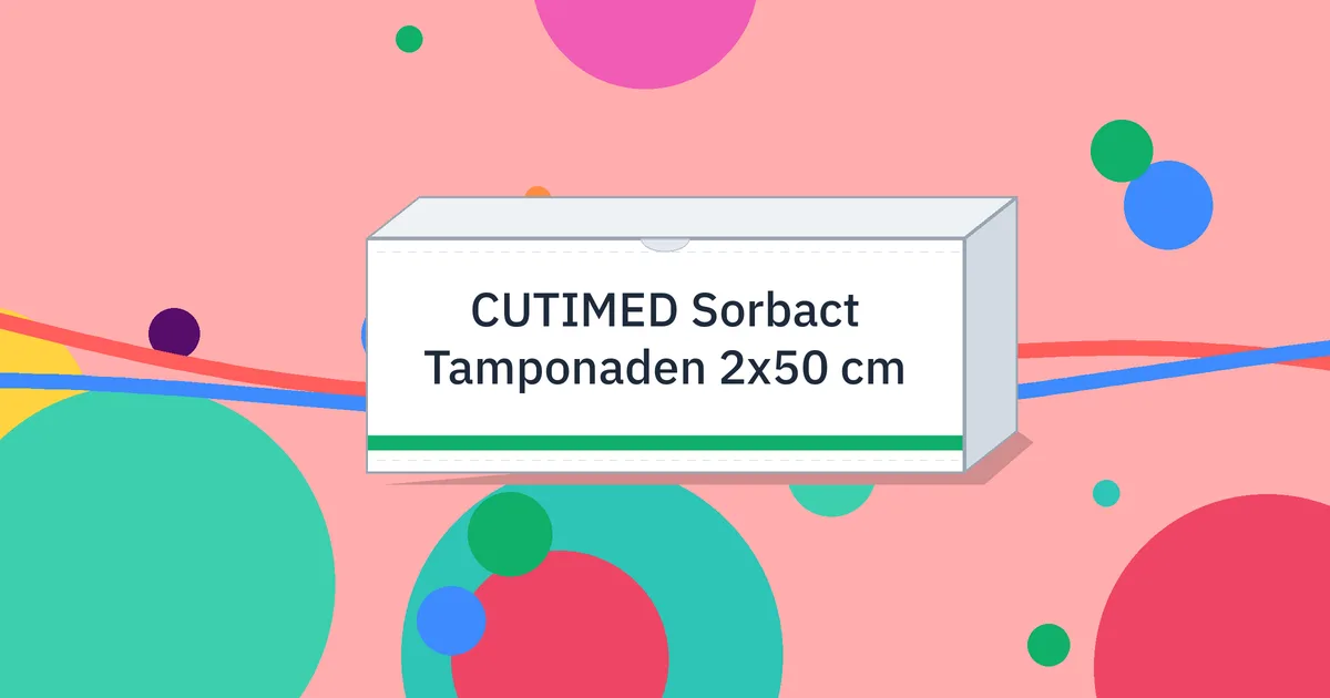 Symbolbild: Packung mit der Aufschrift CUTIMED Sorbact Tamponaden 2x50 cm (PZN 20608867) – Verfügbarkeit und Bezug in Apotheken in Frankfurt am Main