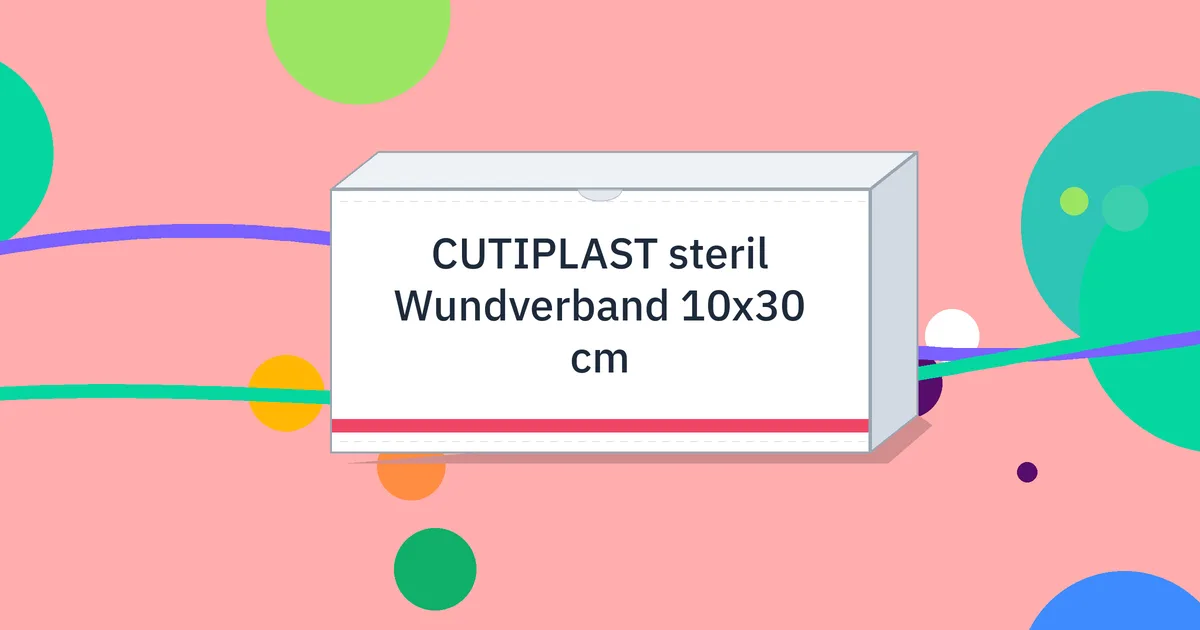 Symbolbild: Packung mit der Aufschrift CUTIPLAST steril Wundverband 10x30 cm (PZN 14329761) – Verfügbarkeit und Bezug in Apotheken in Frankfurt am Main