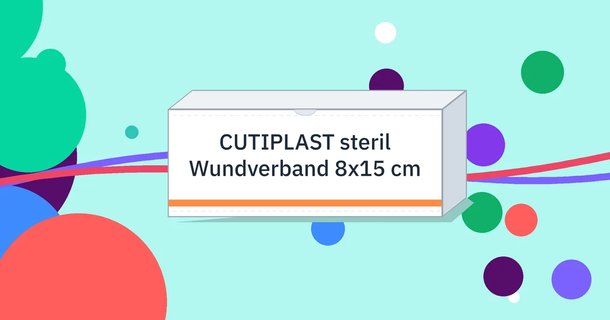 Symbolbild: Packung mit der Aufschrift CUTIPLAST steril Wundverband 8x15 cm (PZN 16164620) – Verfügbarkeit und Bezug in Apotheken in Frankfurt am Main