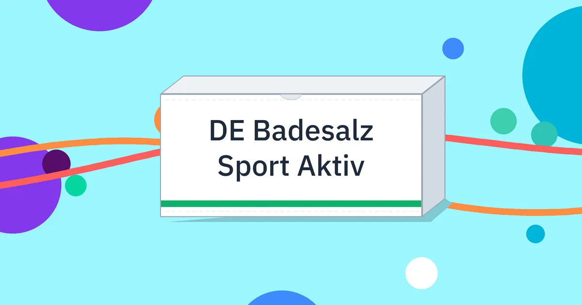 Symbolbild: Packung mit der Aufschrift DE Badesalz Sport Aktiv (PZN 18681354) – Verfügbarkeit und Bezug in Apotheken in Frankfurt am Main