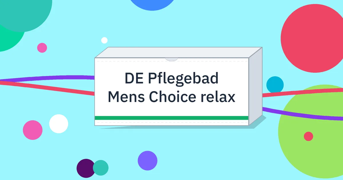 Symbolbild: Packung mit der Aufschrift DE Pflegebad Mens Choice relax (PZN 16697196) – Verfügbarkeit und Bezug in Apotheken in Frankfurt am Main