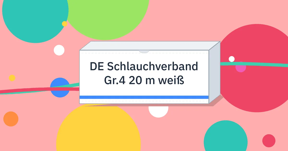 Symbolbild: Packung mit der Aufschrift DE Schlauchverband Gr.4 20 m weiß (PZN 05965587) – Verfügbarkeit und Bezug in Apotheken in Frankfurt am Main