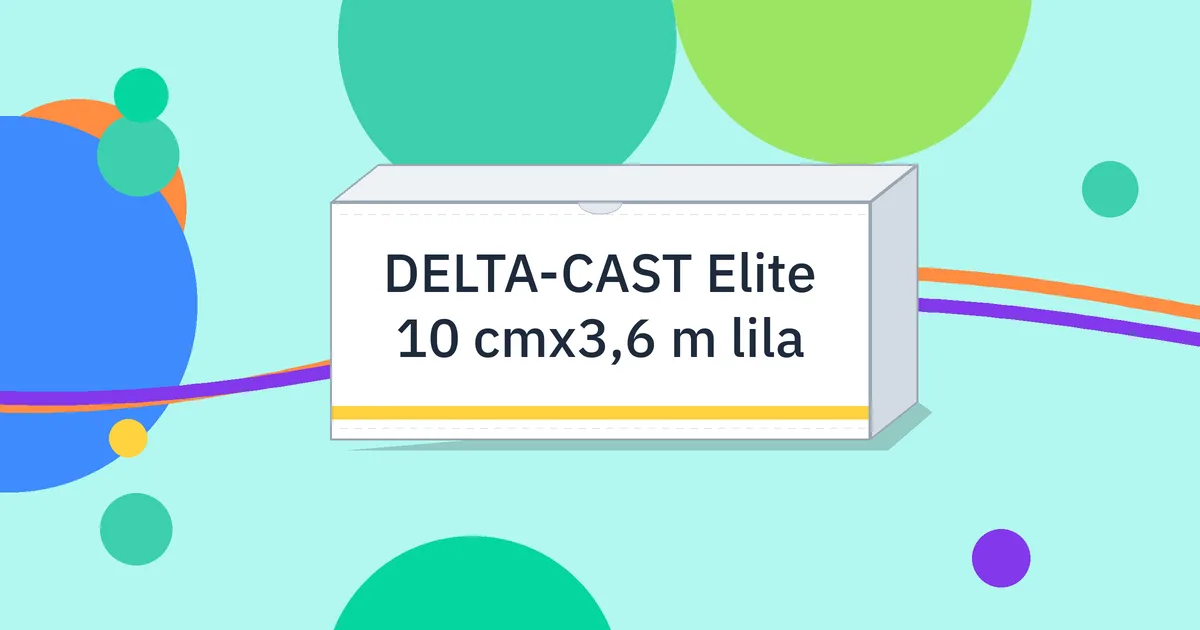 Symbolbild: Packung mit der Aufschrift DELTA-CAST Elite 10 cmx3,6 m lila (PZN 07550614) – Verfügbarkeit und Bezug in Apotheken in Frankfurt am Main