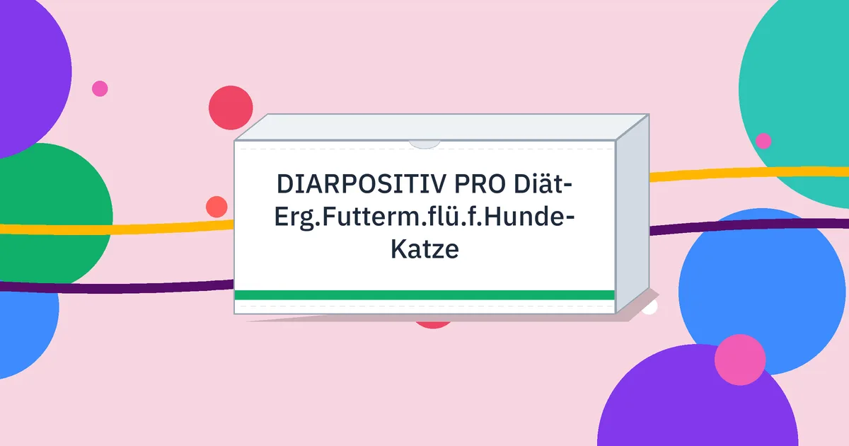 Symbolbild: Packung mit der Aufschrift DIARPOSITIV PRO Diät-Erg.Futterm.flü.f.Hunde-Katze (PZN 17167299) – Verfügbarkeit und Bezug in Apotheken in Frankfurt am Main
