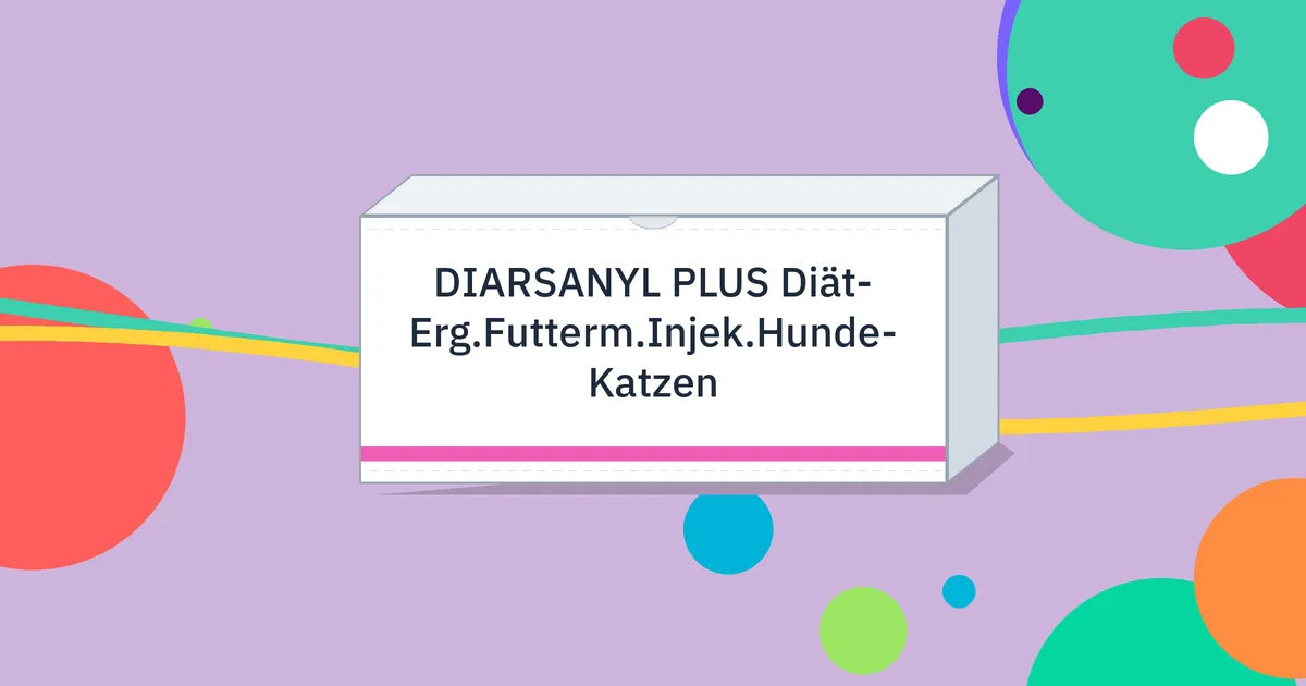 Symbolbild: Packung mit der Aufschrift DIARSANYL PLUS Diät-Erg.Futterm.Injek.Hunde-Katzen (PZN 17826187) – Verfügbarkeit und Bezug in Apotheken in Frankfurt am Main