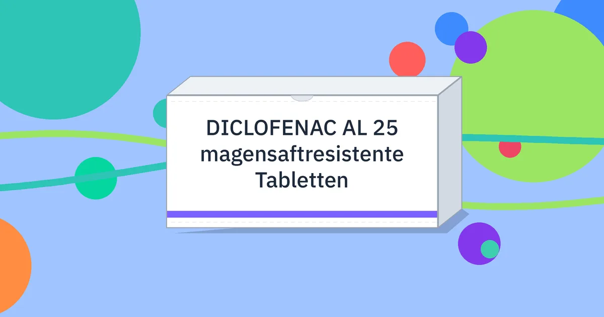 Symbolbild: Packung mit der Aufschrift DICLOFENAC AL 25 magensaftresistente Tabletten (PZN 03525387) – Verfügbarkeit und Bezug in Apotheken in Frankfurt am Main