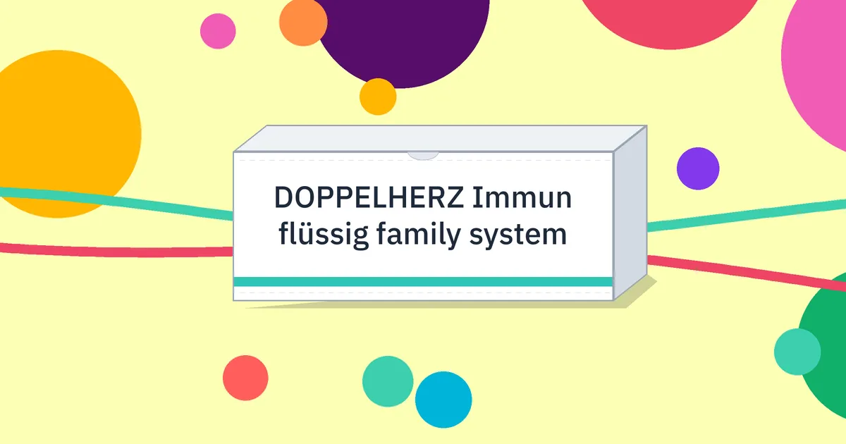 Symbolbild: Packung mit der Aufschrift DOPPELHERZ Immun flüssig family system (PZN 11645674) – Verfügbarkeit und Bezug in Apotheken in Frankfurt am Main