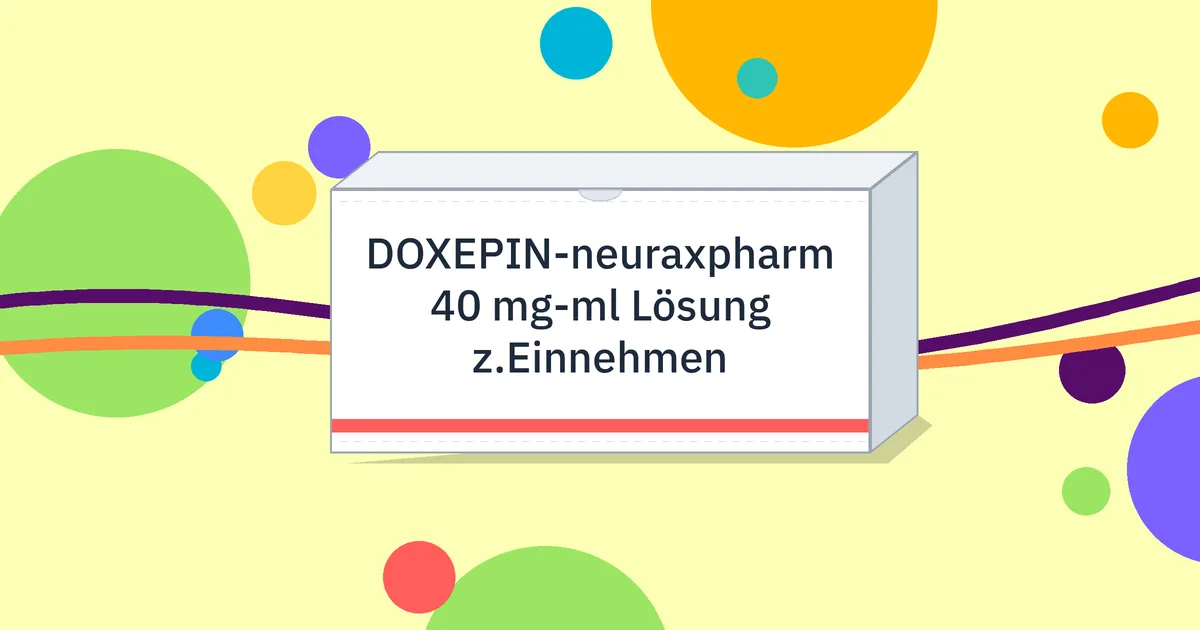 Symbolbild: Packung mit der Aufschrift DOXEPIN-neuraxpharm 40 mg-ml Lösung z.Einnehmen (PZN 07229183) – Verfügbarkeit und Bezug in Apotheken in Frankfurt am Main