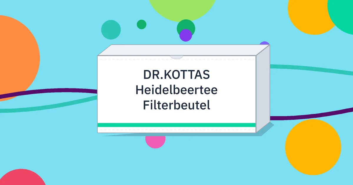 Symbolbild: Packung mit der Aufschrift DR.KOTTAS Heidelbeertee Filterbeutel (PZN 08791722) – Verfügbarkeit und Bezug in Apotheken in Frankfurt am Main