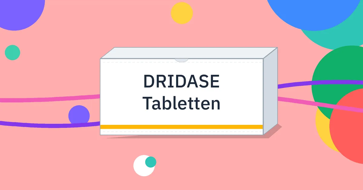 Symbolbild: Packung mit der Aufschrift DRIDASE Tabletten (PZN 04989031) – Verfügbarkeit und Bezug in Apotheken in Frankfurt am Main