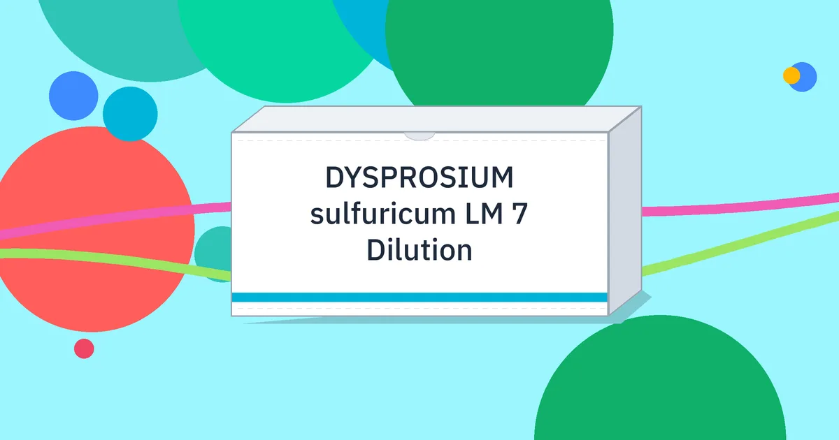 Symbolbild: Packung mit der Aufschrift DYSPROSIUM sulfuricum LM 7 Dilution (PZN 13467886) – Verfügbarkeit und Bezug in Apotheken in Frankfurt am Main