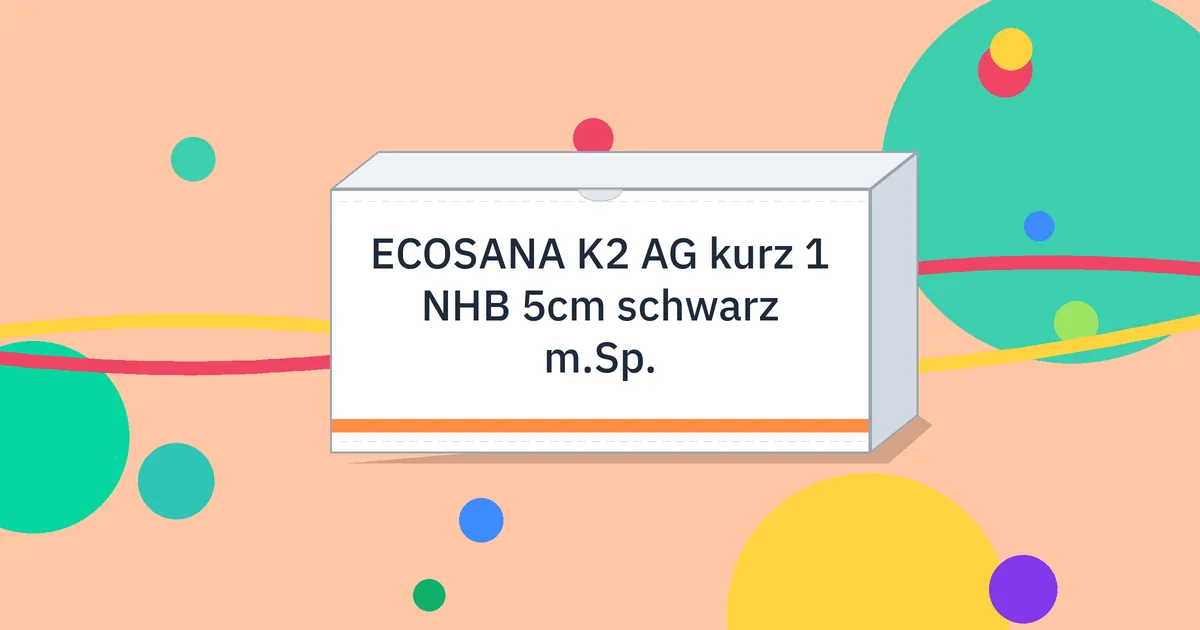 Symbolbild: Packung mit der Aufschrift ECOSANA K2 AG kurz 1 NHB 5cm schwarz m.Sp. (PZN 01363118) – Verfügbarkeit und Bezug in Apotheken in Frankfurt am Main