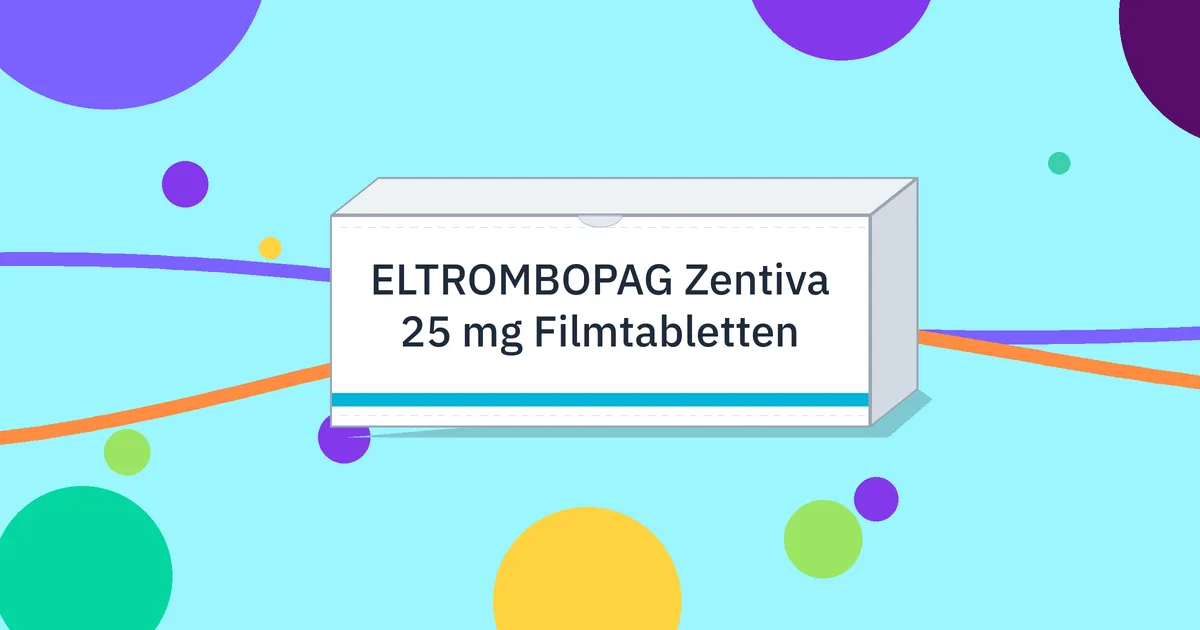 Symbolbild: Packung mit der Aufschrift ELTROMBOPAG Zentiva 25 mg Filmtabletten (PZN 19346623) – Verfügbarkeit und Bezug in Apotheken in Frankfurt am Main