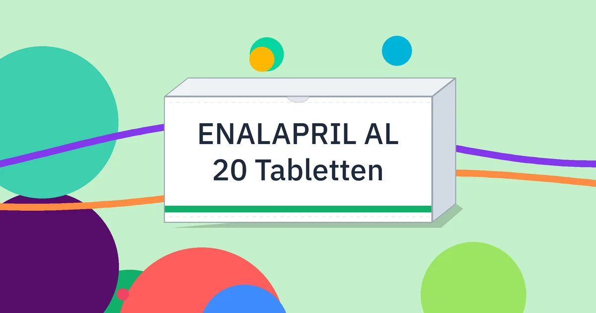 Symbolbild: Packung mit der Aufschrift ENALAPRIL AL 20 Tabletten (PZN 01097786) – Verfügbarkeit und Bezug in Apotheken in Frankfurt am Main