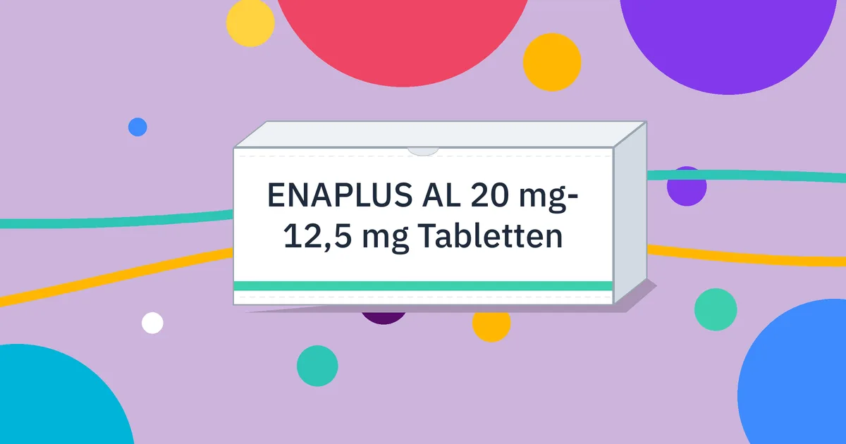 Symbolbild: Packung mit der Aufschrift ENAPLUS AL 20 mg-12,5 mg Tabletten (PZN 00346098) – Verfügbarkeit und Bezug in Apotheken in Frankfurt am Main
