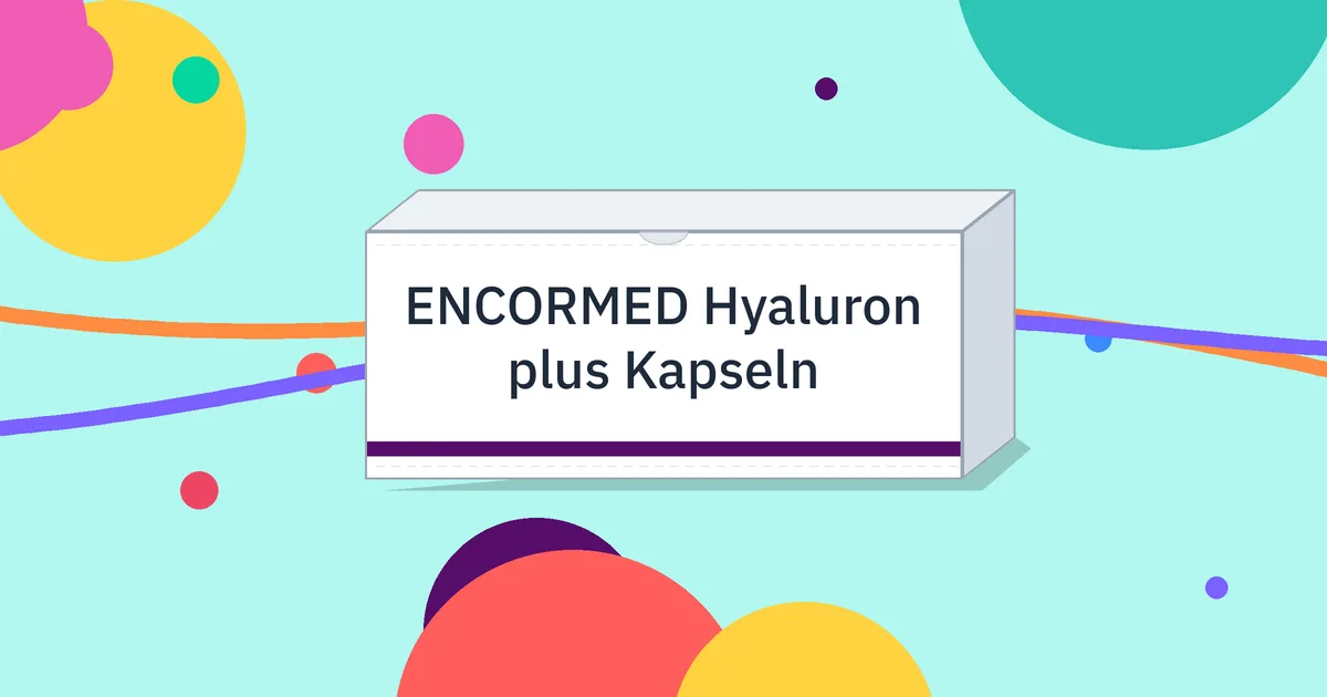 Symbolbild: Packung mit der Aufschrift ENCORMED Hyaluron plus Kapseln (PZN 13360013) – Verfügbarkeit und Bezug in Apotheken in Frankfurt am Main