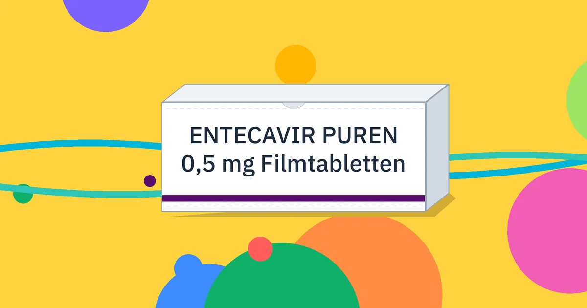 Symbolbild: Packung mit der Aufschrift ENTECAVIR PUREN 0,5 mg Filmtabletten (PZN 12482234) – Verfügbarkeit und Bezug in Apotheken in Frankfurt am Main