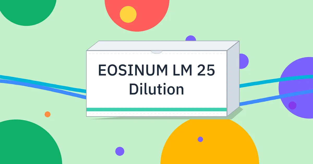 Symbolbild: Packung mit der Aufschrift EOSINUM LM 25 Dilution (PZN 16704772) – Verfügbarkeit und Bezug in Apotheken in Frankfurt am Main