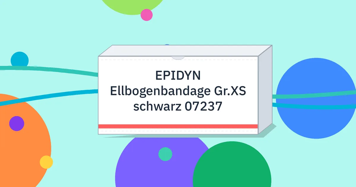 Symbolbild: Packung mit der Aufschrift EPIDYN Ellbogenbandage Gr.XS schwarz 07237 (PZN 11018090) – Verfügbarkeit und Bezug in Apotheken in Frankfurt am Main