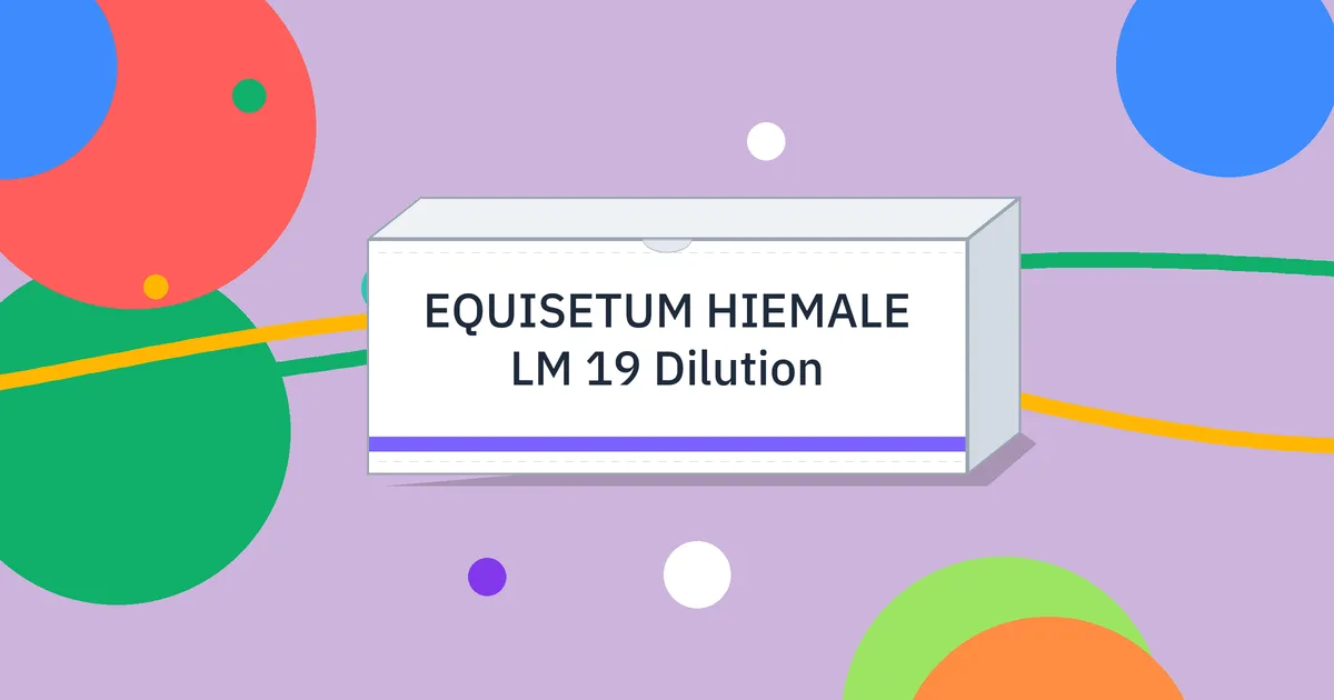 Symbolbild: Packung mit der Aufschrift EQUISETUM HIEMALE LM 19 Dilution (PZN 13473527) – Verfügbarkeit und Bezug in Apotheken in Frankfurt am Main