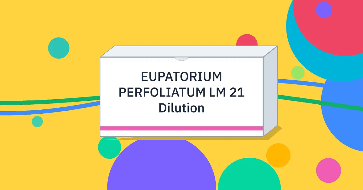 Symbolbild: Packung mit der Aufschrift EUPATORIUM PERFOLIATUM LM 21 Dilution (PZN 12846305) – Verfügbarkeit und Bezug in Apotheken in Frankfurt am Main