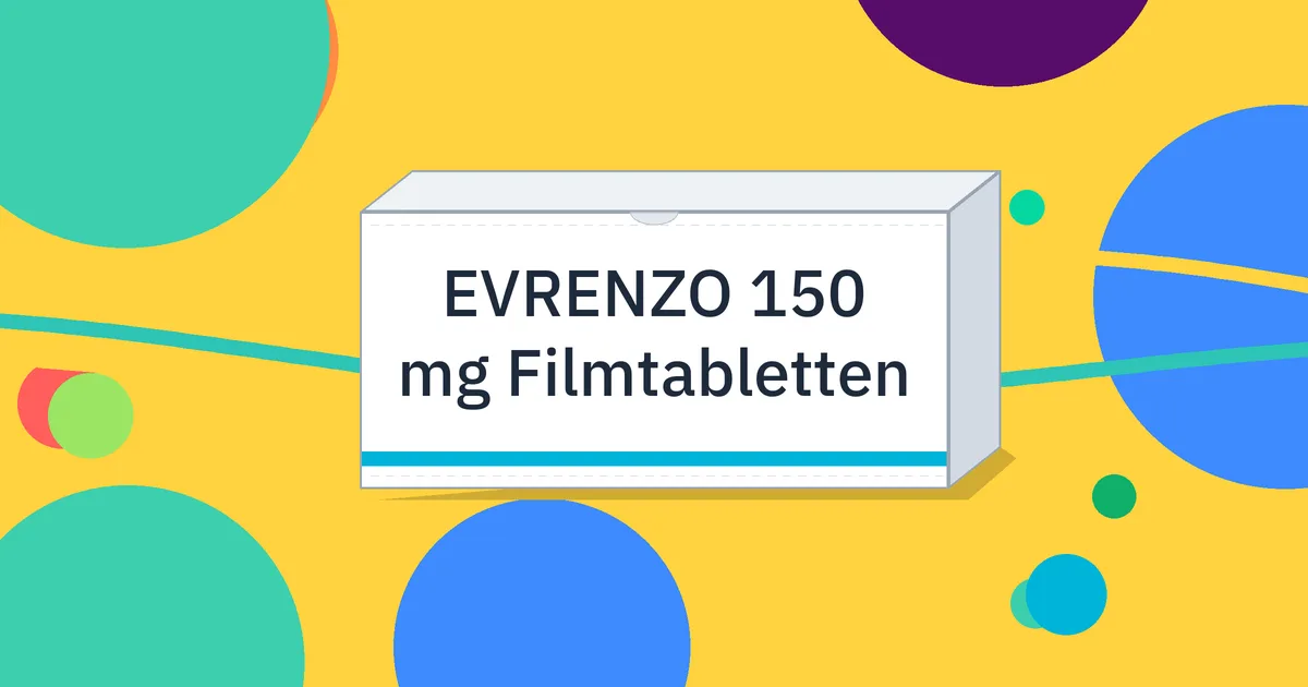 Symbolbild: Packung mit der Aufschrift EVRENZO 150 mg Filmtabletten (PZN 19118655) – Verfügbarkeit und Bezug in Apotheken in Frankfurt am Main