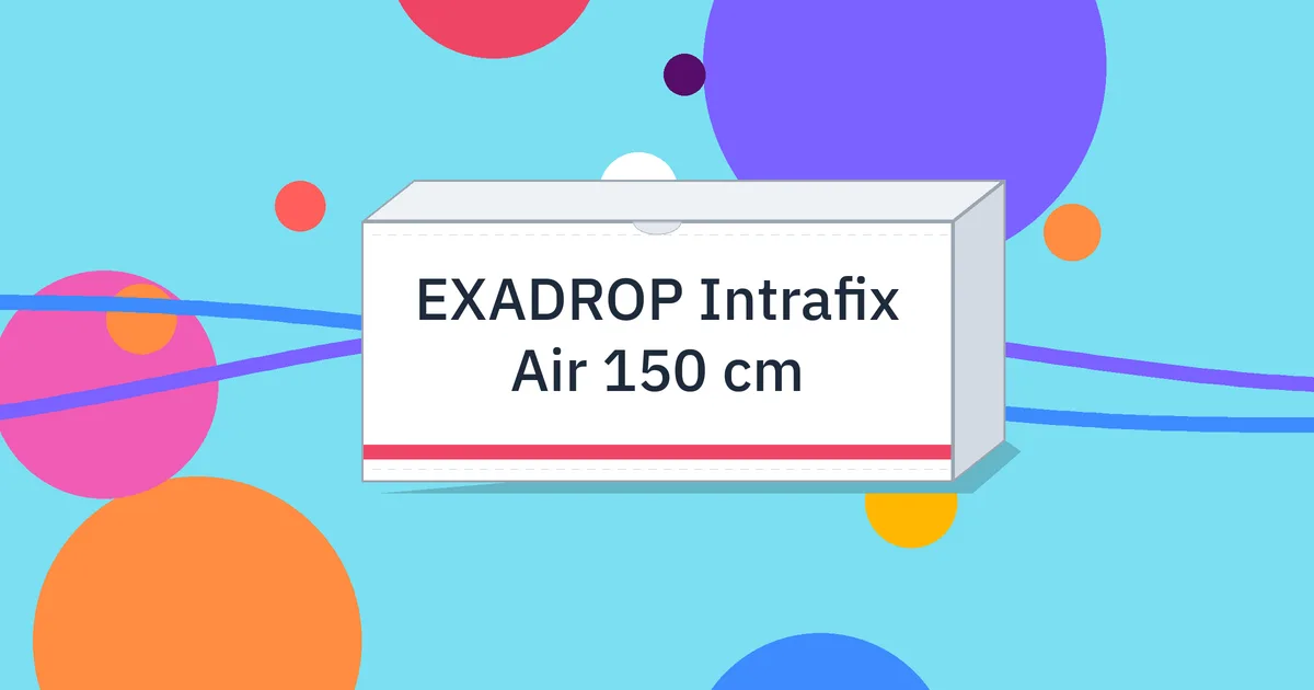 Symbolbild: Packung mit der Aufschrift EXADROP Intrafix Air 150 cm (PZN 03200573) – Verfügbarkeit und Bezug in Apotheken in Frankfurt am Main