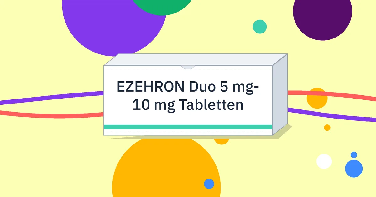 Symbolbild: Packung mit der Aufschrift EZEHRON Duo 5 mg-10 mg Tabletten (PZN 15263998) – Verfügbarkeit und Bezug in Apotheken in Frankfurt am Main