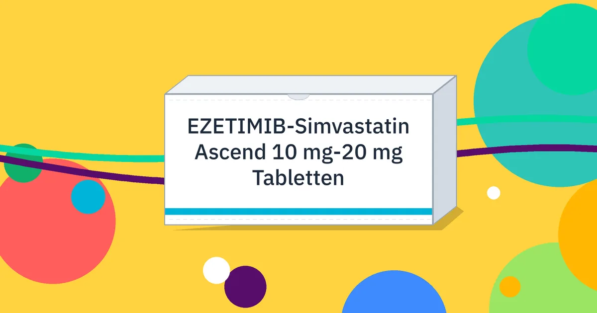 Symbolbild: Packung mit der Aufschrift EZETIMIB-Simvastatin Ascend 10 mg-20 mg Tabletten (PZN 18257343) – Verfügbarkeit und Bezug in Apotheken in Frankfurt am Main