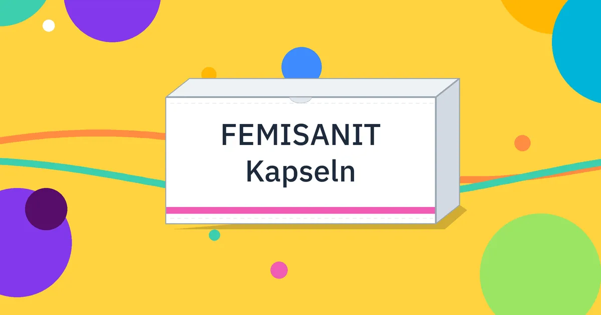 Symbolbild: Packung mit der Aufschrift FEMISANIT Kapseln (PZN 11352943) – Verfügbarkeit und Bezug in Apotheken in Frankfurt am Main