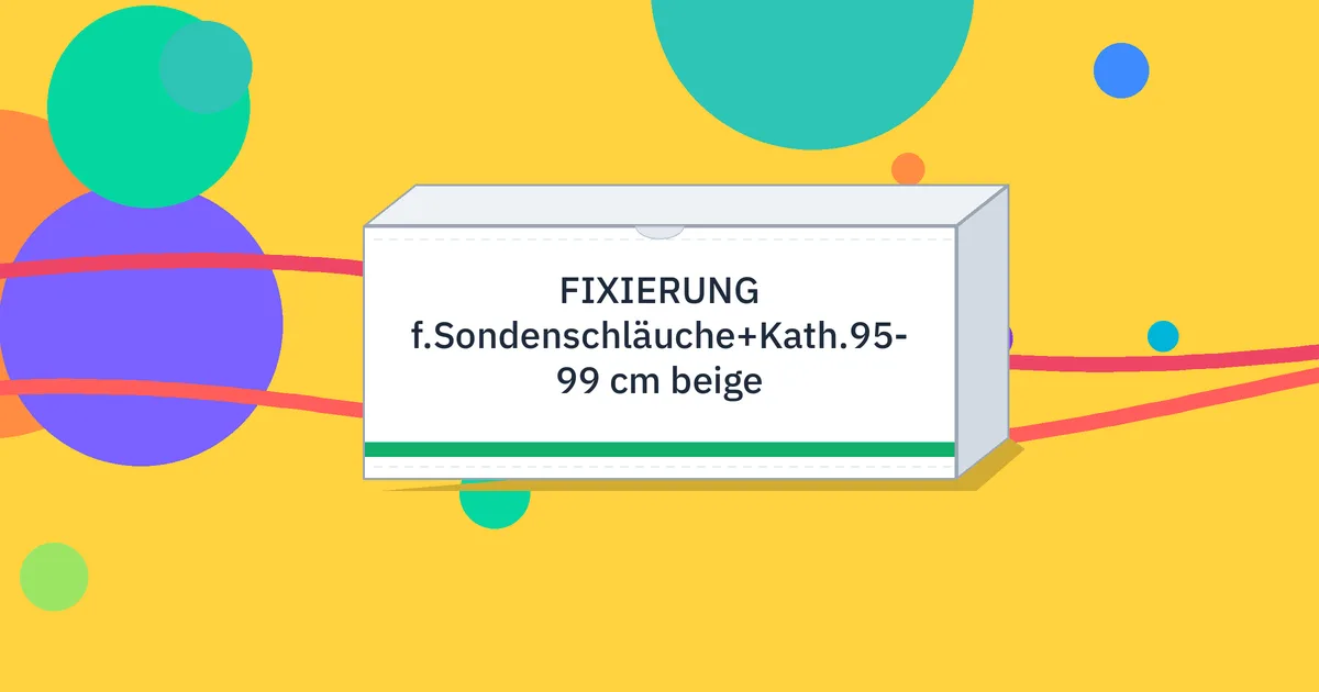 Symbolbild: Packung mit der Aufschrift FIXIERUNG f.Sondenschläuche+Kath.95-99 cm beige (PZN 20653299) – Verfügbarkeit und Bezug in Apotheken in Frankfurt am Main