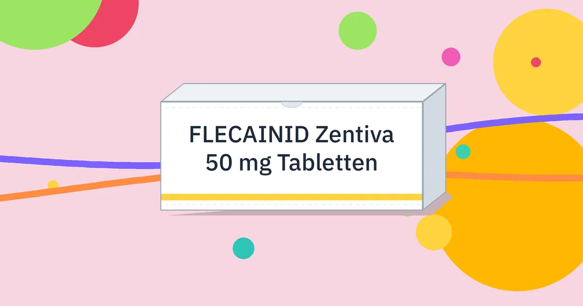 Symbolbild: Packung mit der Aufschrift FLECAINID Zentiva 50 mg Tabletten (PZN 19179846) – Verfügbarkeit und Bezug in Apotheken in Frankfurt am Main