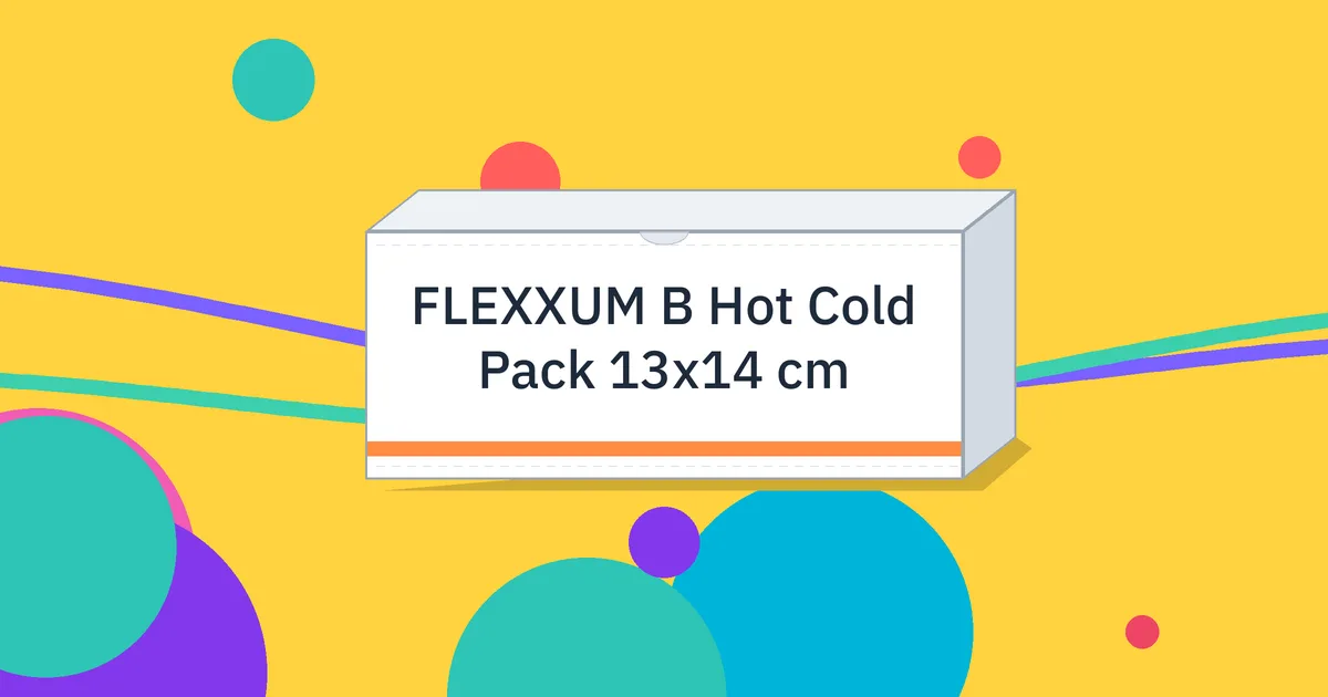 Symbolbild: Packung mit der Aufschrift FLEXXUM B Hot Cold Pack 13x14 cm (PZN 01621796) – Verfügbarkeit und Bezug in Apotheken in Frankfurt am Main