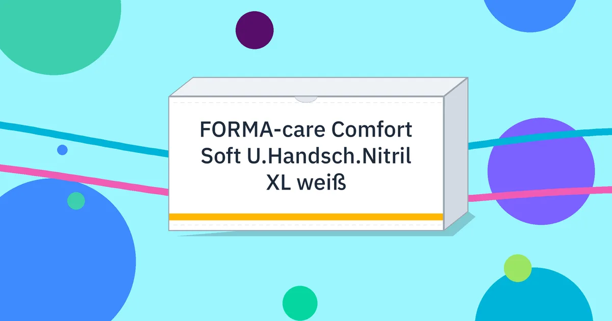 Symbolbild: Packung mit der Aufschrift FORMA-care Comfort Soft U.Handsch.Nitril XL weiß (PZN 11615176) – Verfügbarkeit und Bezug in Apotheken in Frankfurt am Main
