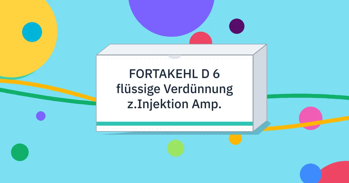 Symbolbild: Packung mit der Aufschrift FORTAKEHL D 6 flüssige Verdünnung z.Injektion Amp. (PZN 00040809) – Verfügbarkeit und Bezug in Apotheken in Frankfurt am Main