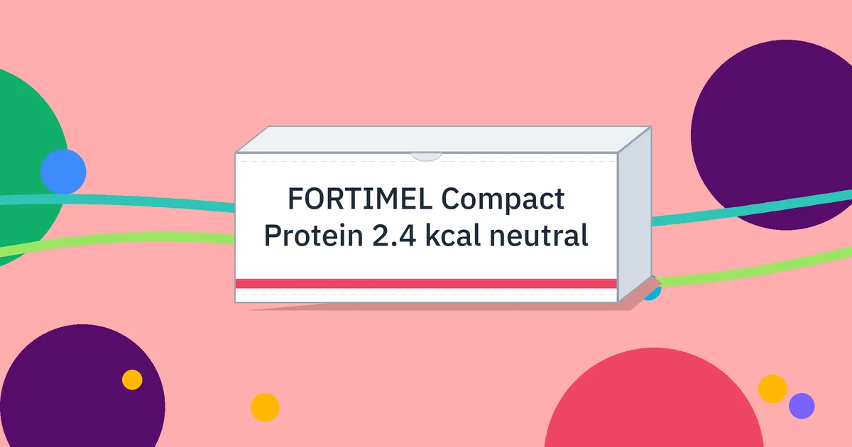 Symbolbild: Packung mit der Aufschrift FORTIMEL Compact Protein 2.4 kcal neutral (PZN 20055606) – Verfügbarkeit und Bezug in Apotheken in Frankfurt am Main