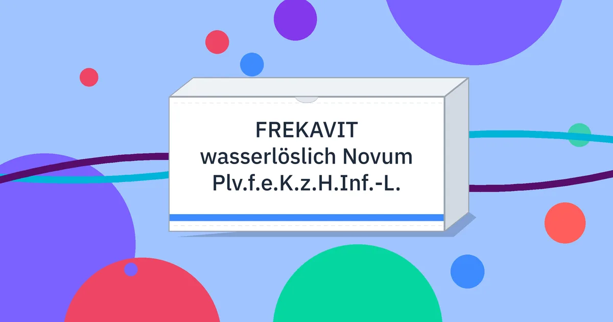 Symbolbild: Packung mit der Aufschrift FREKAVIT wasserlöslich Novum Plv.f.e.K.z.H.Inf.-L. (PZN 19635698) – Verfügbarkeit und Bezug in Apotheken in Frankfurt am Main