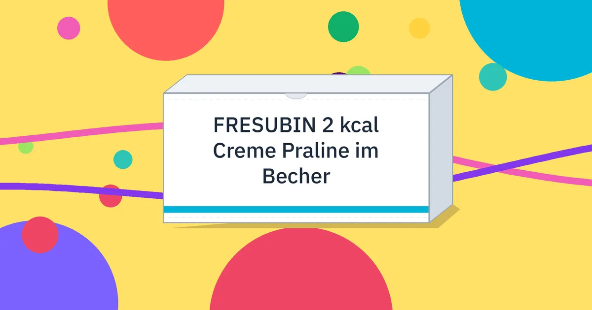 Symbolbild: Packung mit der Aufschrift FRESUBIN 2 kcal Creme Praline im Becher (PZN 18850124) – Verfügbarkeit und Bezug in Apotheken in Frankfurt am Main