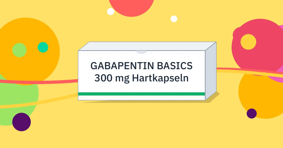 Symbolbild: Packung mit der Aufschrift GABAPENTIN BASICS 300 mg Hartkapseln (PZN 01072243) – Verfügbarkeit und Bezug in Apotheken in Frankfurt am Main