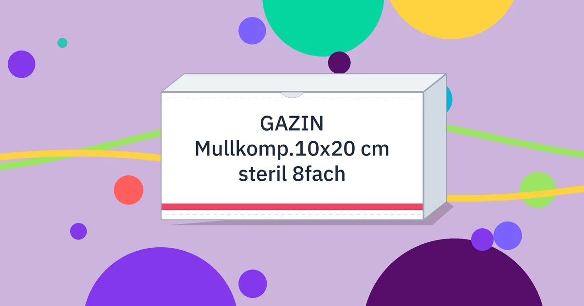 Symbolbild: Packung mit der Aufschrift GAZIN Mullkomp.10x20 cm steril 8fach (PZN 19700929) – Verfügbarkeit und Bezug in Apotheken in Frankfurt am Main