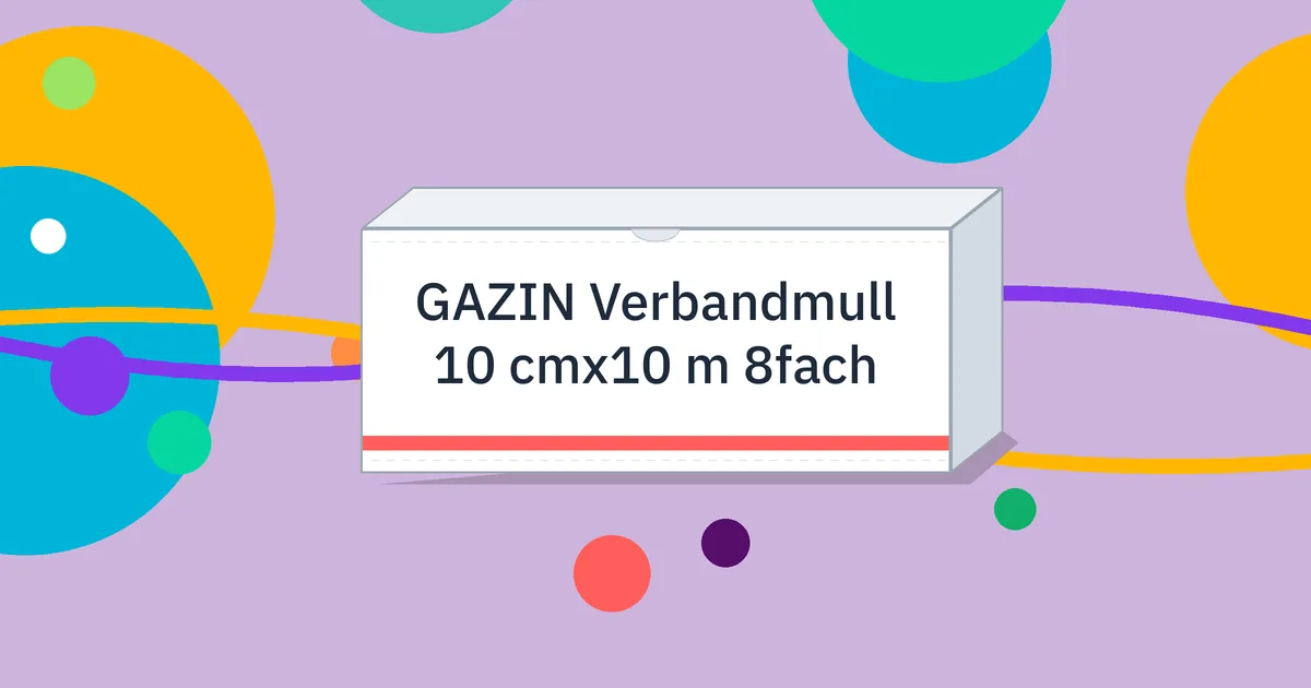 Symbolbild: Packung mit der Aufschrift GAZIN Verbandmull 10 cmx10 m 8fach (PZN 15998085) – Verfügbarkeit und Bezug in Apotheken in Frankfurt am Main
