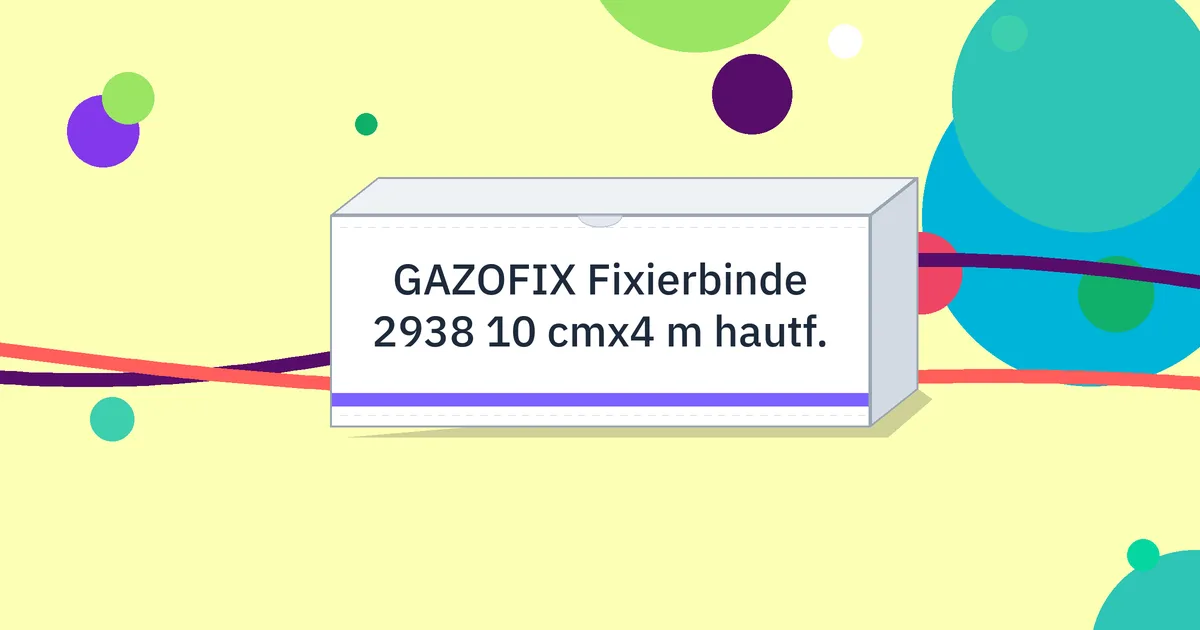 Symbolbild: Packung mit der Aufschrift GAZOFIX Fixierbinde 2938 10 cmx4 m hautf. (PZN 06077630) – Verfügbarkeit und Bezug in Apotheken in Frankfurt am Main