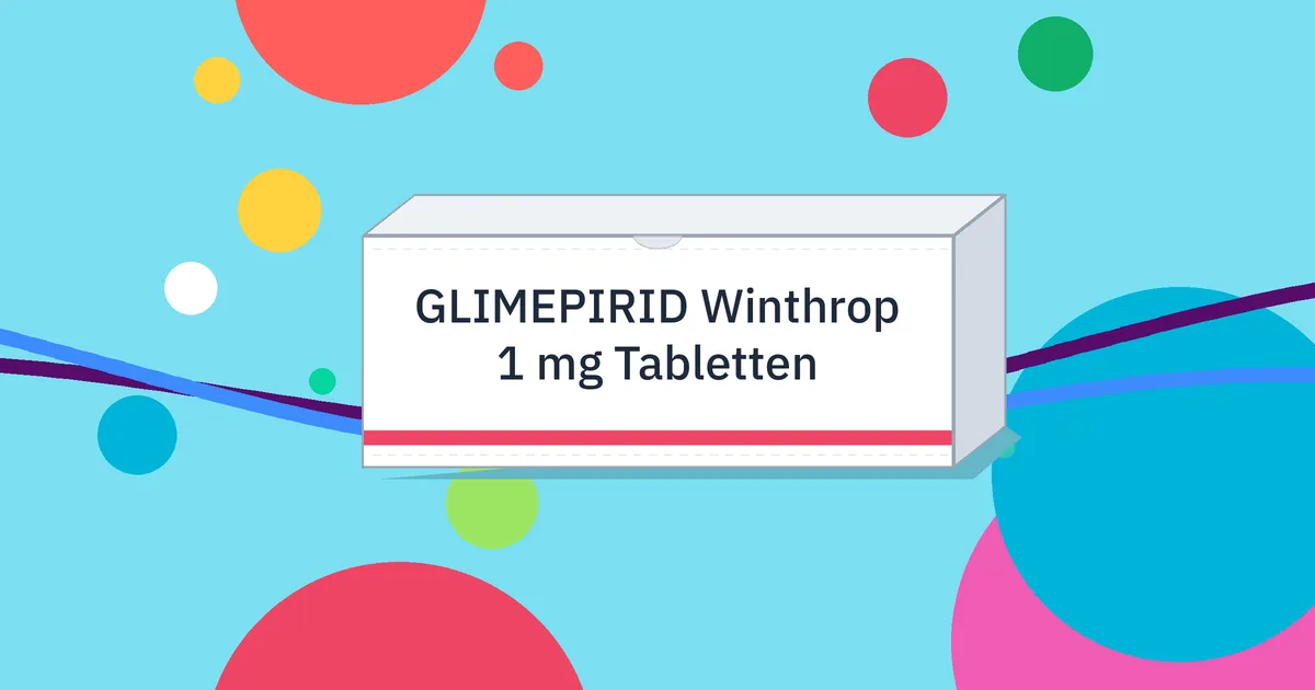 Symbolbild: Packung mit der Aufschrift GLIMEPIRID Winthrop 1 mg Tabletten (PZN 00379548) – Verfügbarkeit und Bezug in Apotheken in Frankfurt am Main