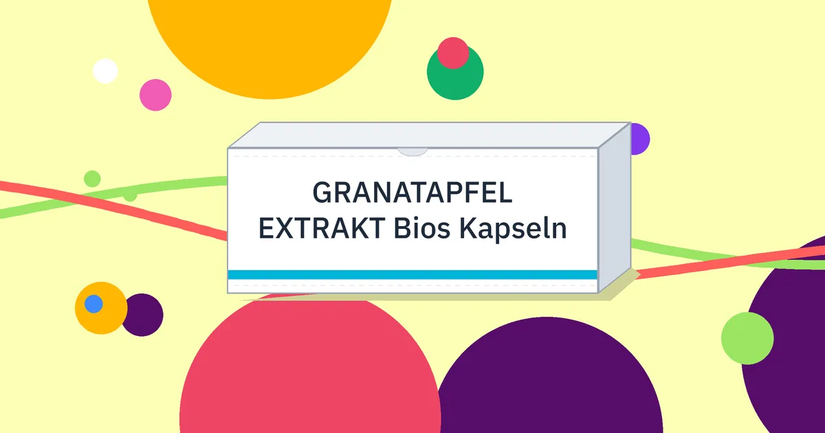 Symbolbild: Packung mit der Aufschrift GRANATAPFEL EXTRAKT Bios Kapseln (PZN 07318544) – Verfügbarkeit und Bezug in Apotheken in Frankfurt am Main