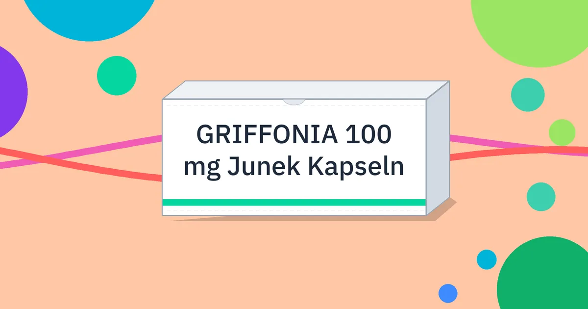 Symbolbild: Packung mit der Aufschrift GRIFFONIA 100 mg Junek Kapseln (PZN 13358849) – Verfügbarkeit und Bezug in Apotheken in Frankfurt am Main