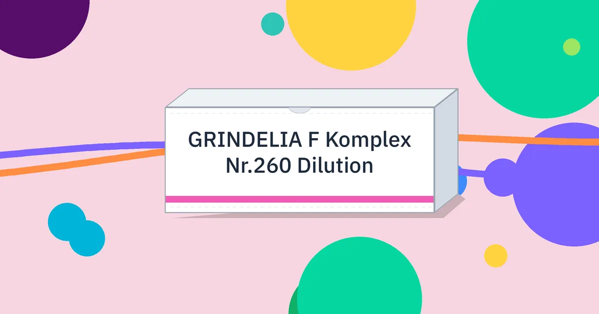 Symbolbild: Packung mit der Aufschrift GRINDELIA F Komplex Nr.260 Dilution (PZN 04484911) – Verfügbarkeit und Bezug in Apotheken in Frankfurt am Main